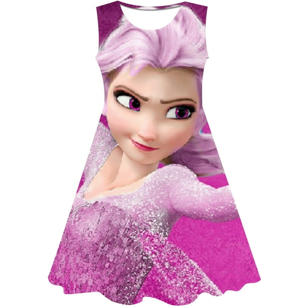Vestido de Elsa de Frozen a la moda de verano para niñas, ropa sin ...