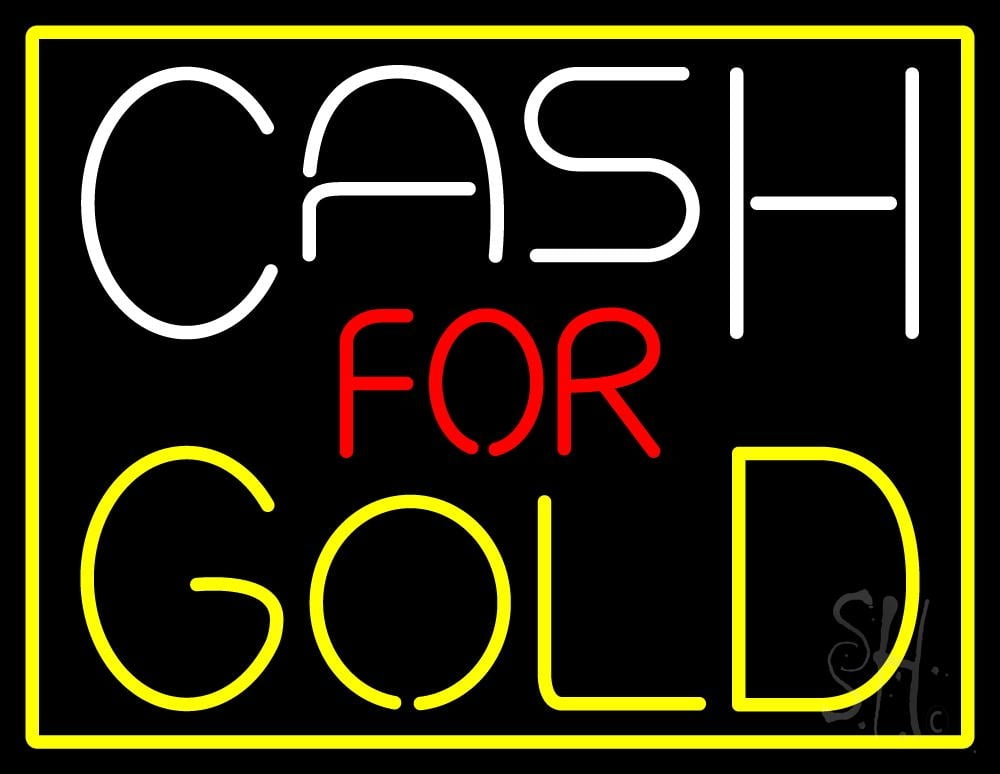Cash For Gold Yellow Border LED Neon Sign 24 x 31 - inches, Black ...