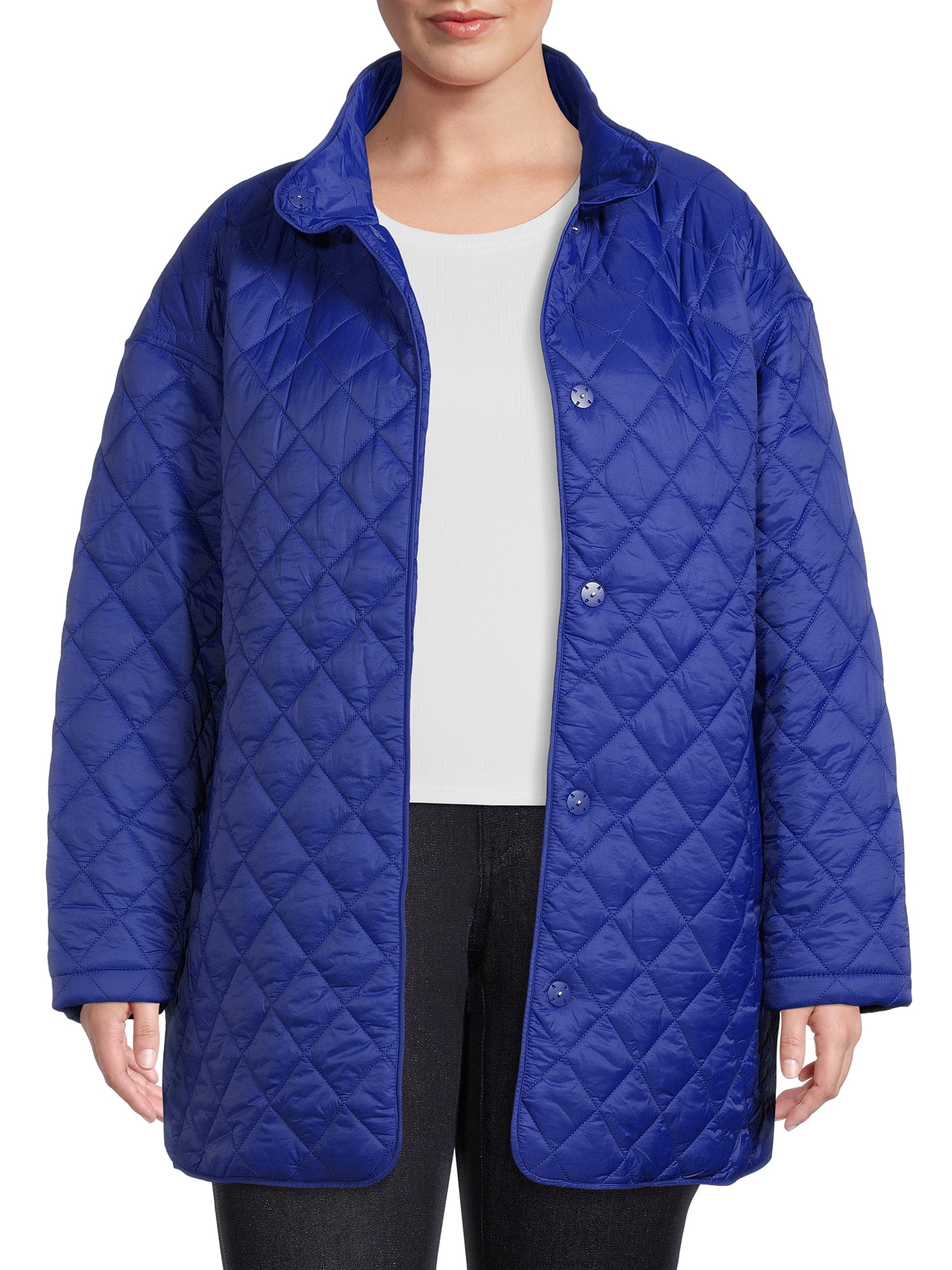 Time and Tru Women's and Plus Quilted Barn Coat - Walmart.com