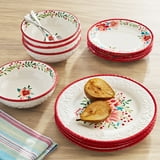 The Pioneer Woman Merry Meadow Red 12-Piece Stoneware Dinnerware Set ...