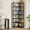 Tribesigns Open Storage 7-Shelf Corner Bookcase, Wood and Metal Frame ...