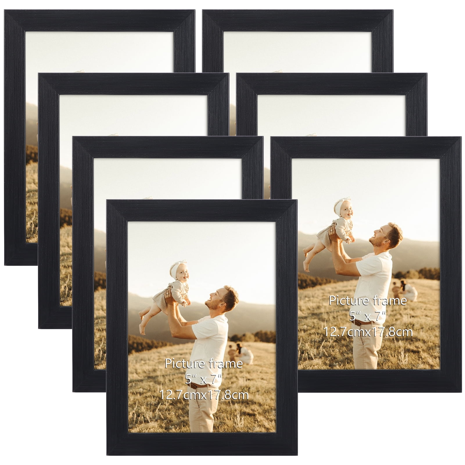 5x7 Picture Frames Set of 7, Black Photo Frames for Wall Mounting or ...