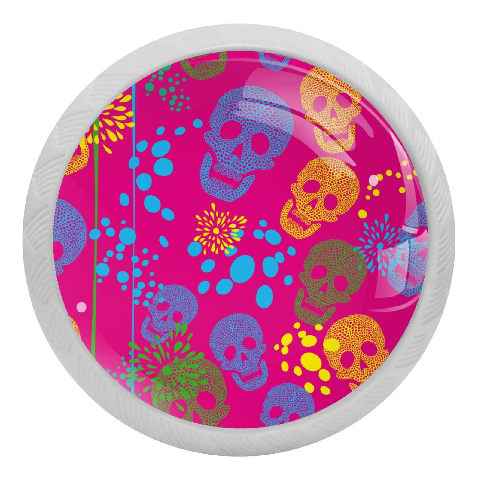 4PCS Round Skull Cabinet Fluorescence Knob Glowing in the Dark ...