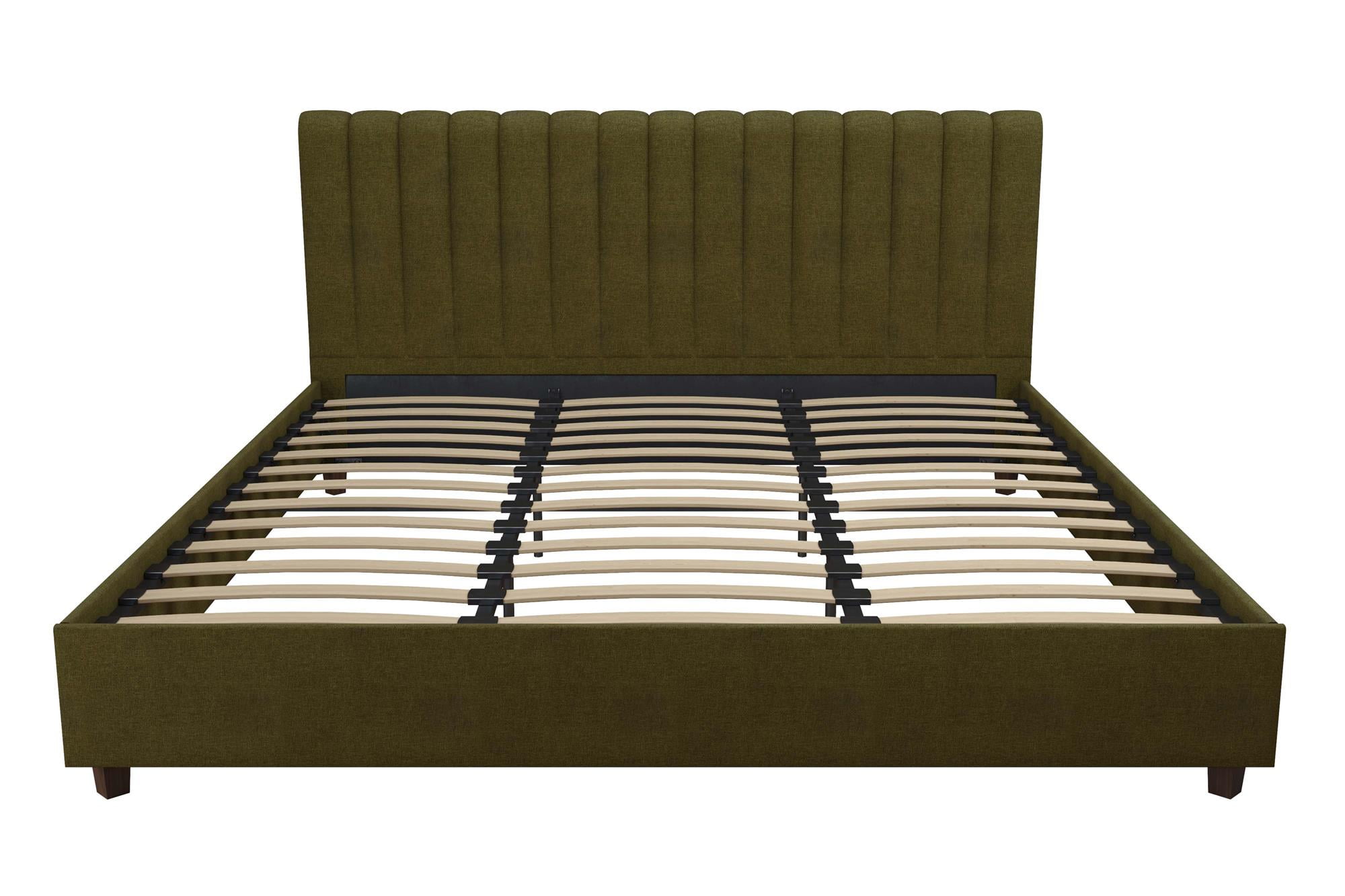 Novogratz Brittany Tufted Upholstered Bed Frame King Green Linen Walmart