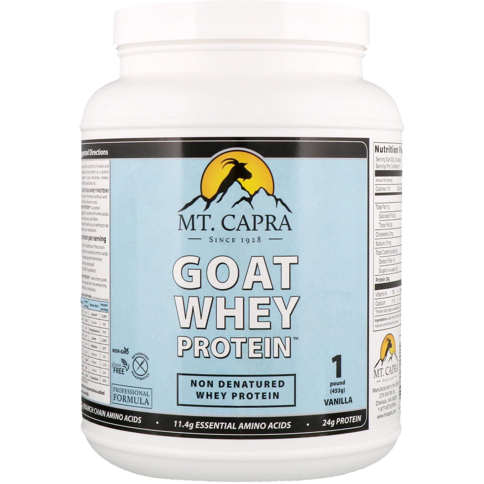 Mt. Capra Goat Whey Protein, Vanilla, 1 Pound (453 g) - Walmart.com ... Mt. Capra Goat Whey Protein, Vanilla, 1 Pound (453 g) - Walmart.com ...