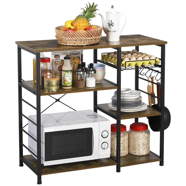 Yaheetech Multifunctional Kitchen Trolley Wood Utility Storage Shelf ...