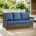 PARKWELL Wicker Outdoor/Indoor 3-Seater Sofa, Patio & Backyard Metal ...