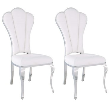 Milan Tess High-Back Faux Leather Side Chair in White (Set of 2 ...