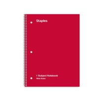 Staples 1-Subject Notebooks 8" x 10.5" Wide Ruled 70 Sheets Assorted ...