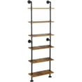 5 Shelf Modern Gold Bookshelf Wall Mount White Bookcase Ladder Shelf ...