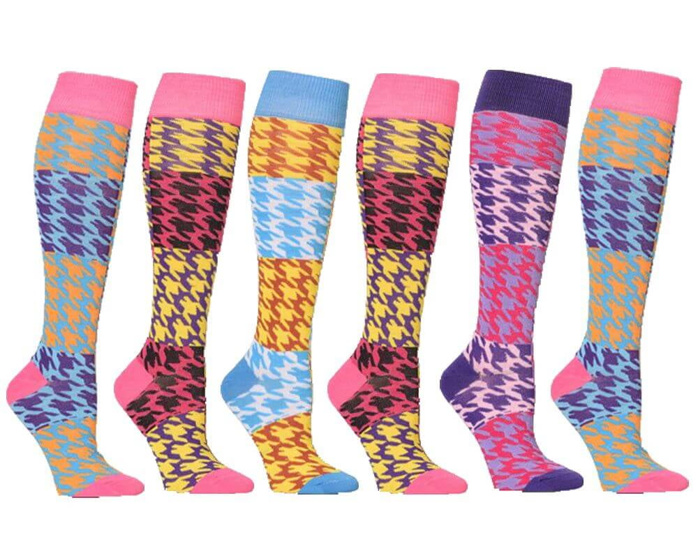 6 Pairs Women's Fancy Design Multi Colorful Patterned Knee High Socks ...
