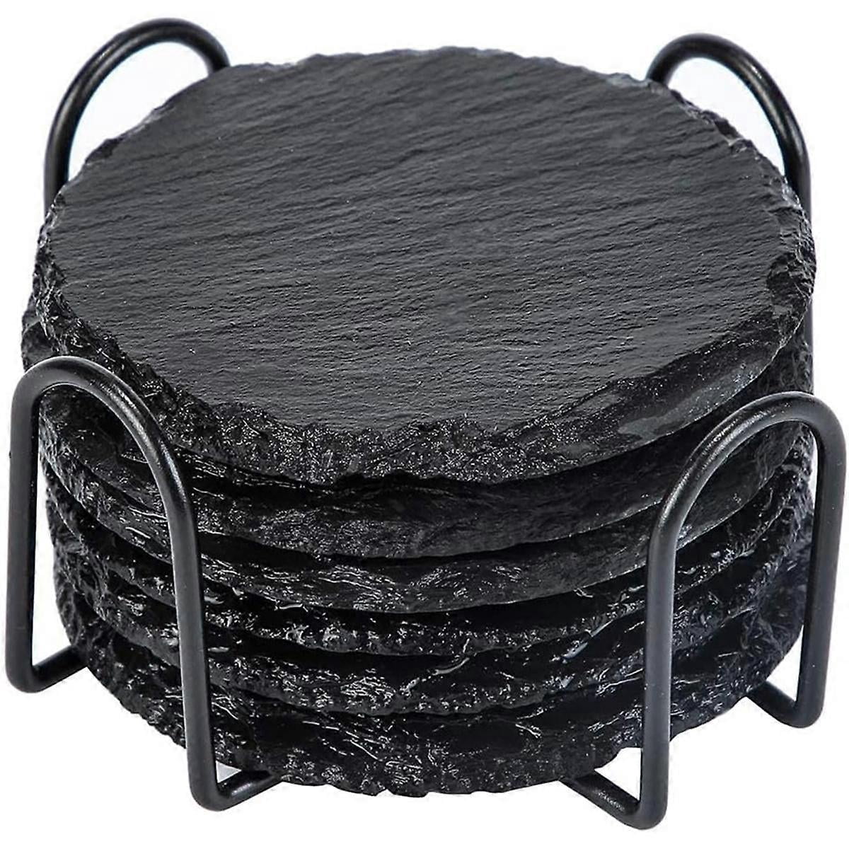 Stone Coaster 10cm Round Glass Coaster with Practical Stand Suitable ...