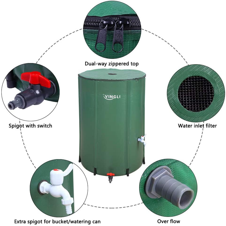Buy VINGLI 100 Gallon Collapsible Rain Barrel Portable Water Storage ...