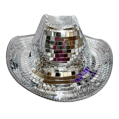 Qtmnekly Disco Ball Hat, Sparkly Glitter Space Cowgirl Hat, Mirror Ball ...