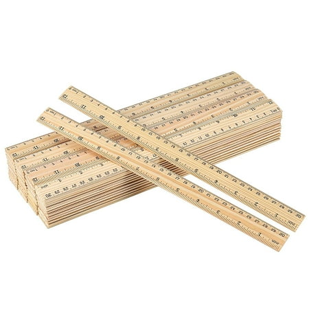 ZEONHEI 72 Packs 12 Inch Wood Rulers, 2 Scale 30cm Length Wooden Rulers ...