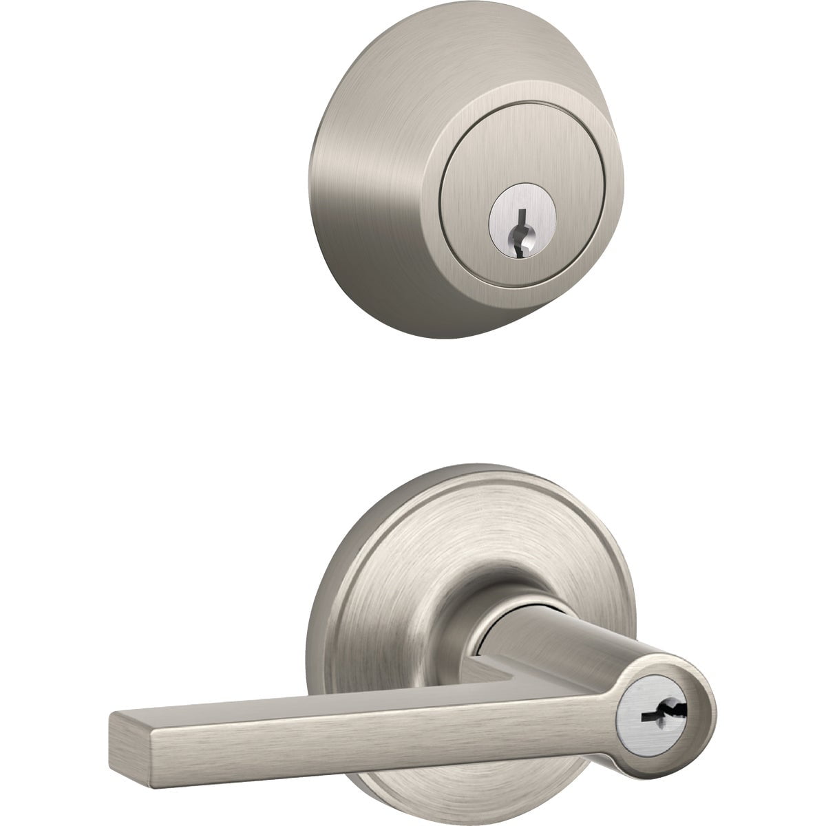 Dexter Solstice Satin Nickel Single Cylinder Deadbolt & Door Lever ...