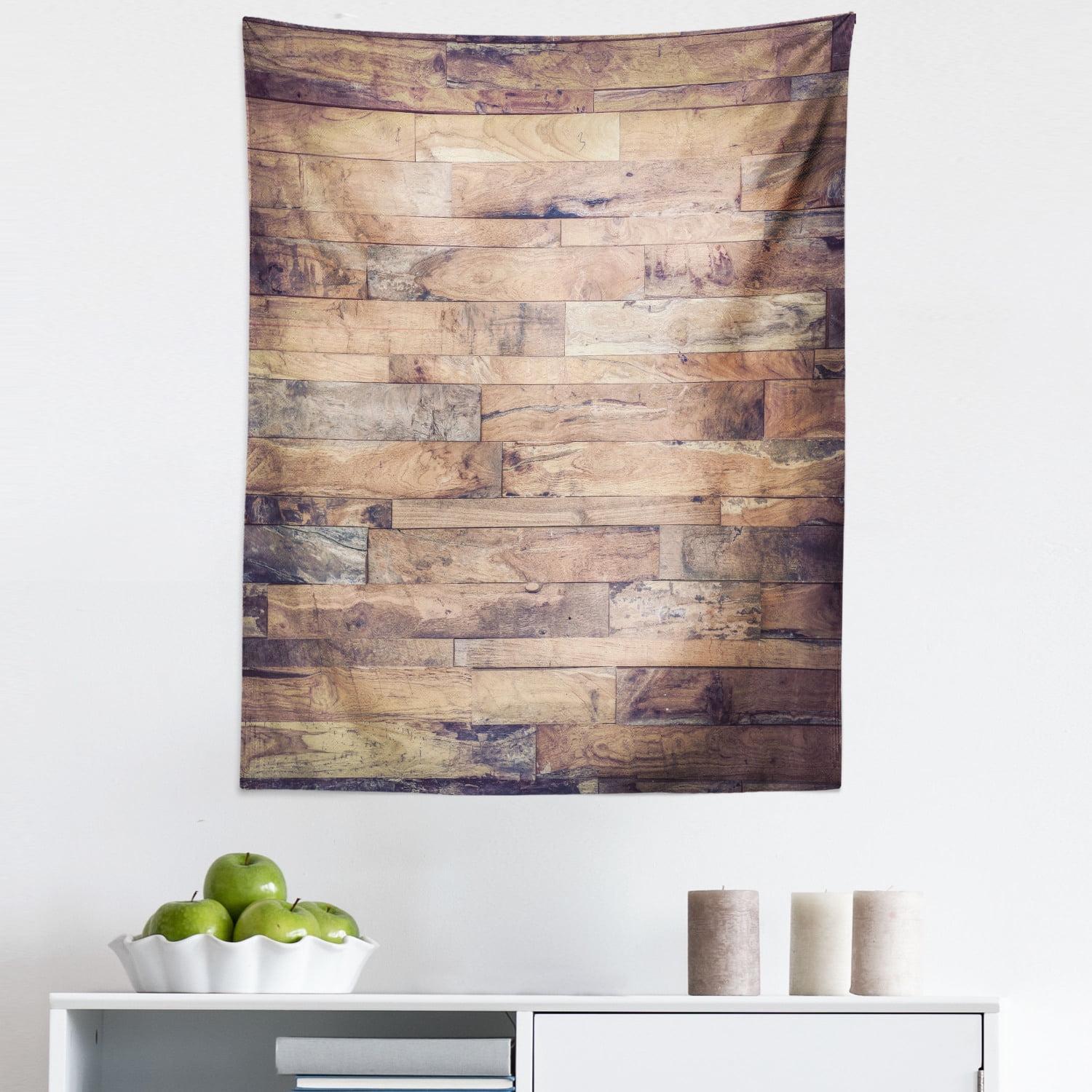 Rustic Wood Tapestry, Arrangement with Planks Earthy Toned Image Old ...