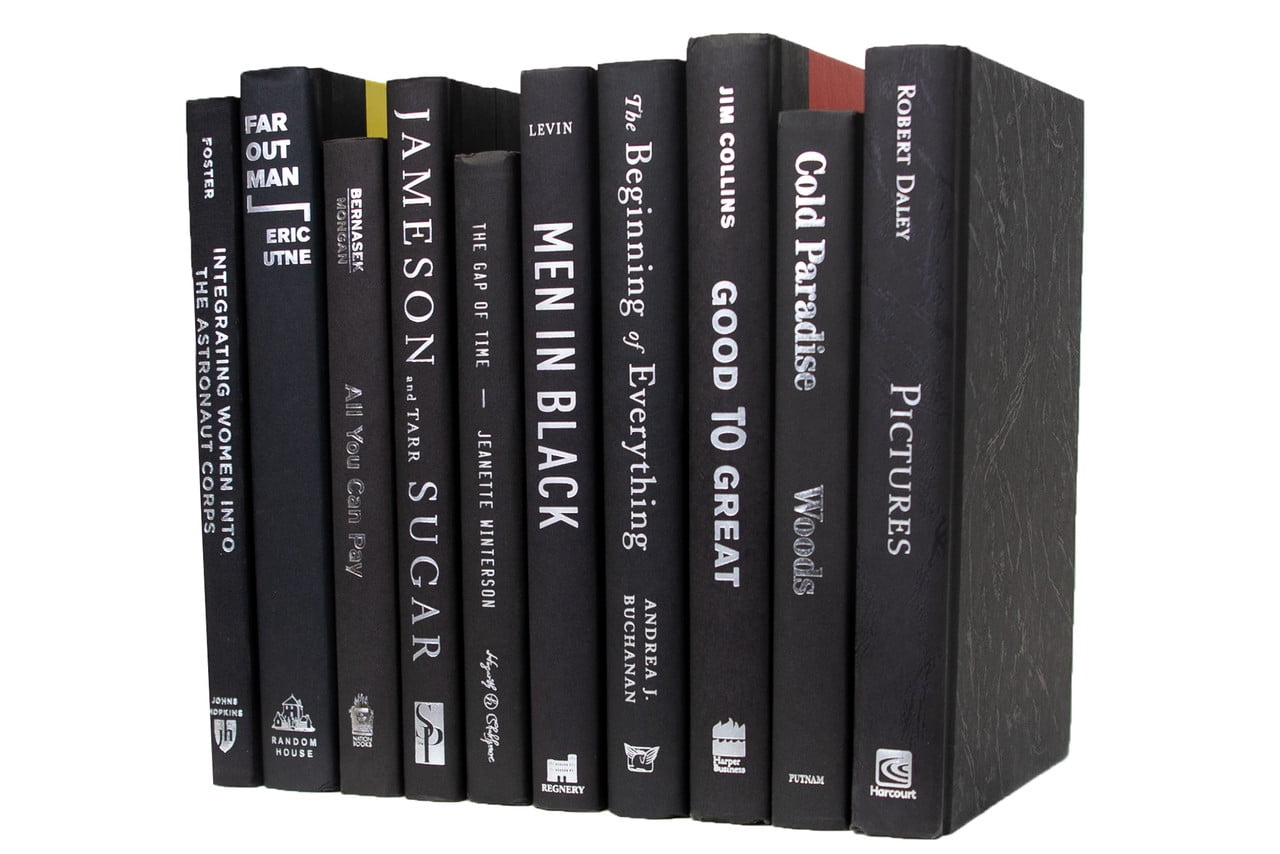 Decorative Books Pen & Willow Black Books with Silver Font - Real shelf ...