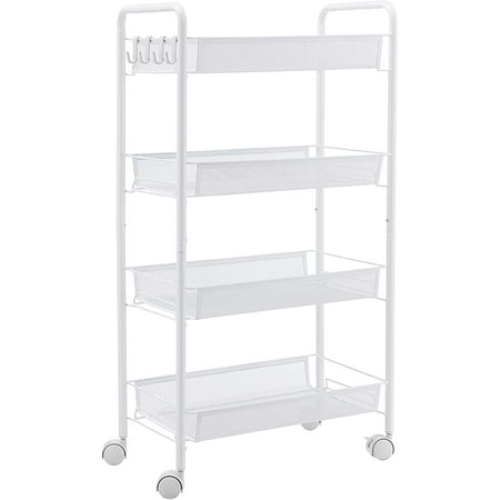 JANE EYRE 4-Tier Rolling Storage Rack Cart Organizer, Utility Mobile ...