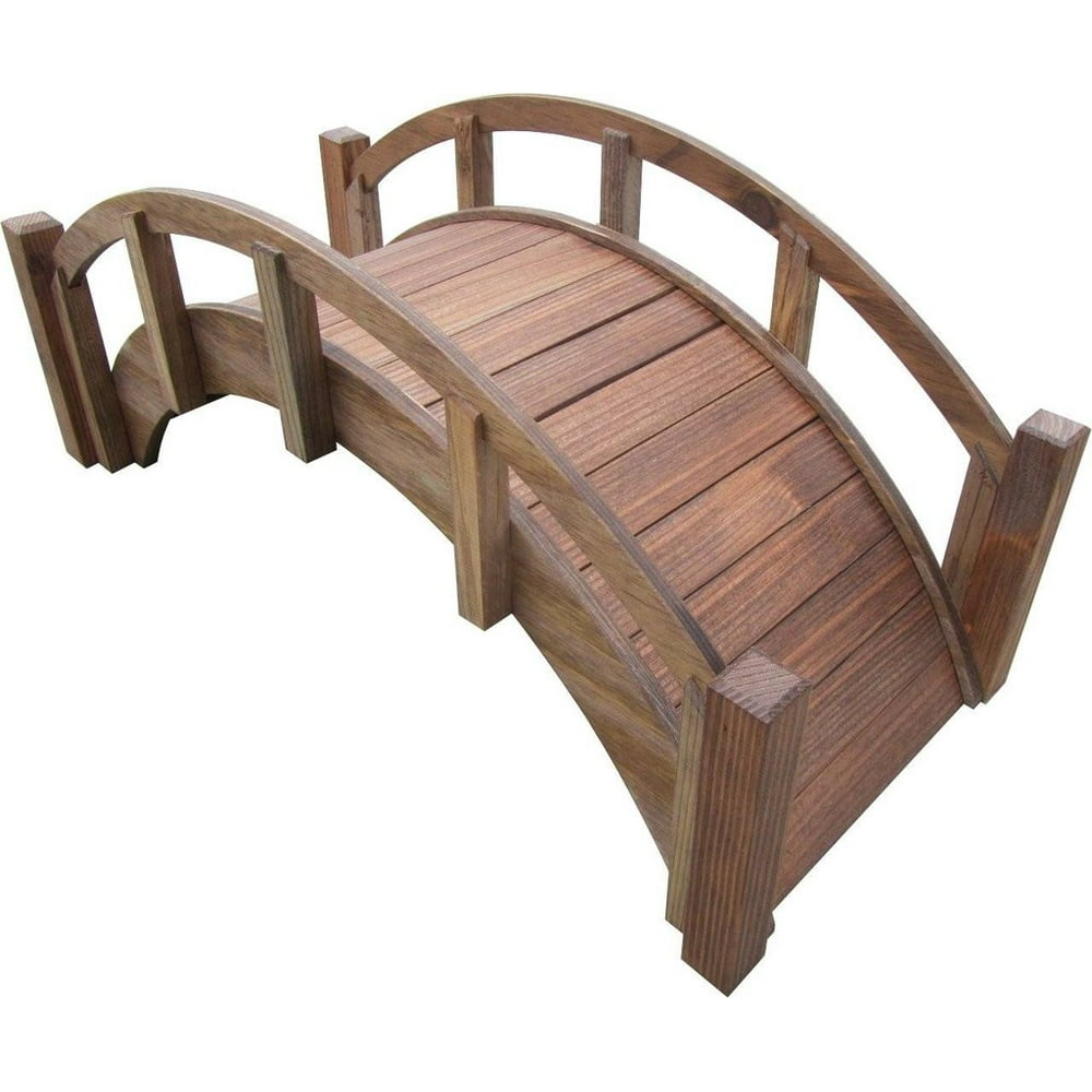SamsGazebos Miniature Japanese Wood Garden Bridge, 25-Inch, Brown ...