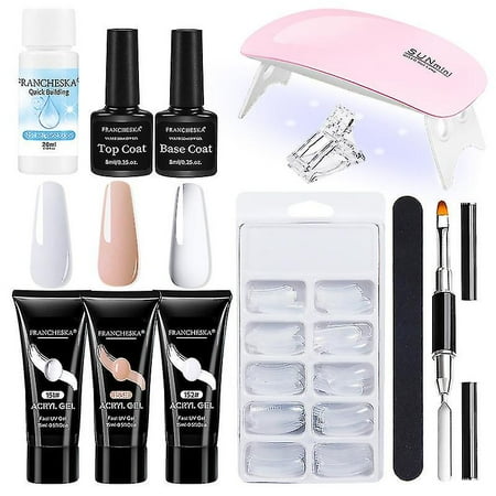 Gel Nail Polish Kit With U V Light Starter Kit, 3 Colors Gel Polish Set ...