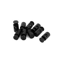 10 x 6mm Dia Single Hole Rope Cord Locks Ends Drawstring Toggles Black ...