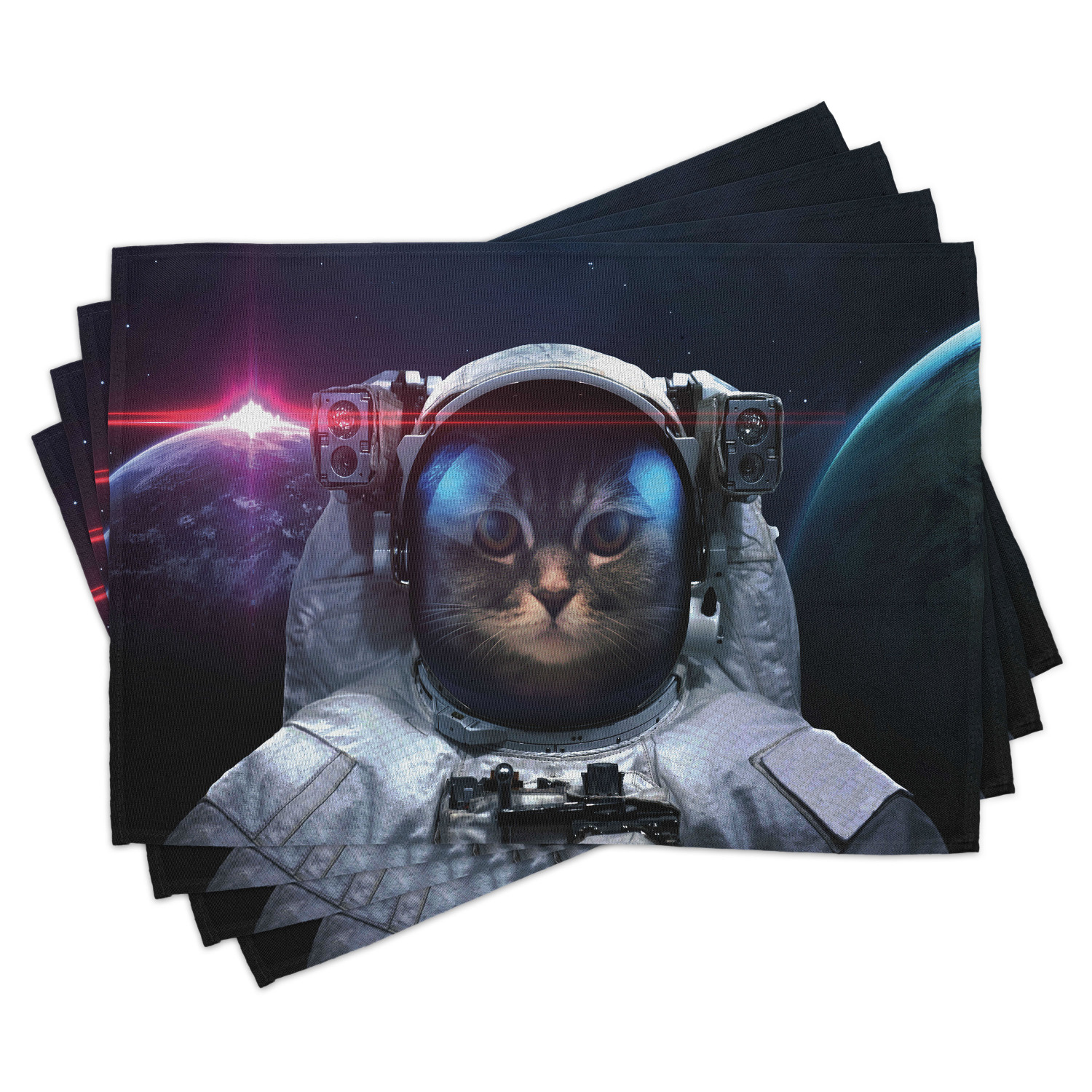 Ambesonne Space Cat Place Mats Set of 4, Galaxy Cosmos Nebula, Standard ...