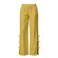 CheerKidz Women Side Slit Lace Up Pants Elastic Waist Wide Leg Trousers ...