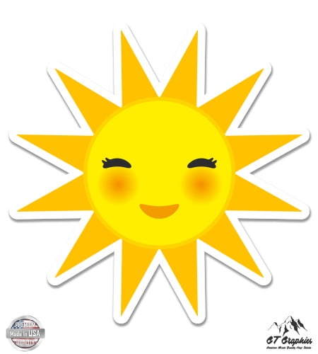 Sun Smiling - 5" Vinyl Sticker - For Car Laptop I-Pad - Waterproof ...