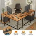 Furologee 66" L Shaped Desk with Power Outlet, Reversible Computer Desk ...