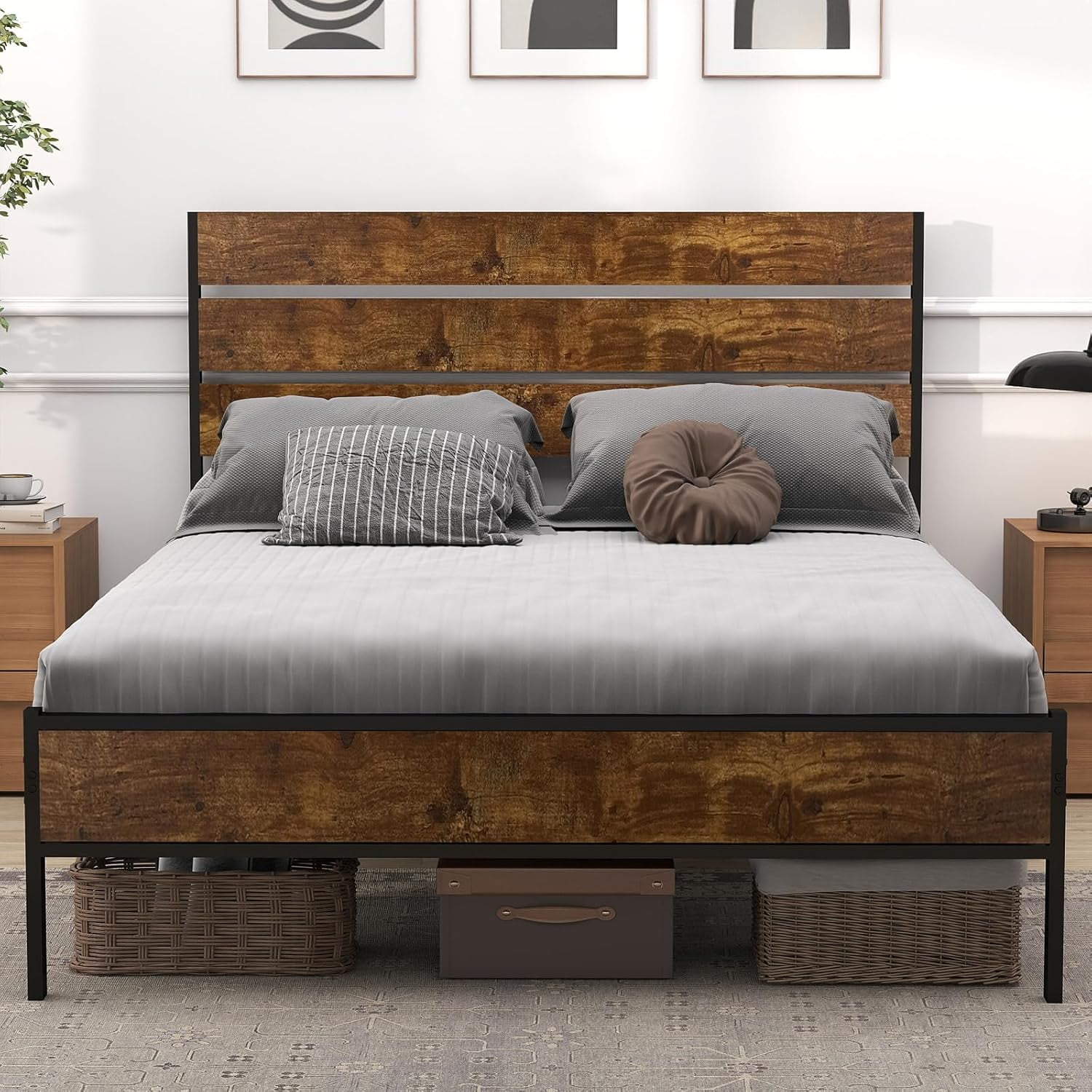 Click here for Nobrand Queen Bed Frame With Headboard  Metal Plat... prices