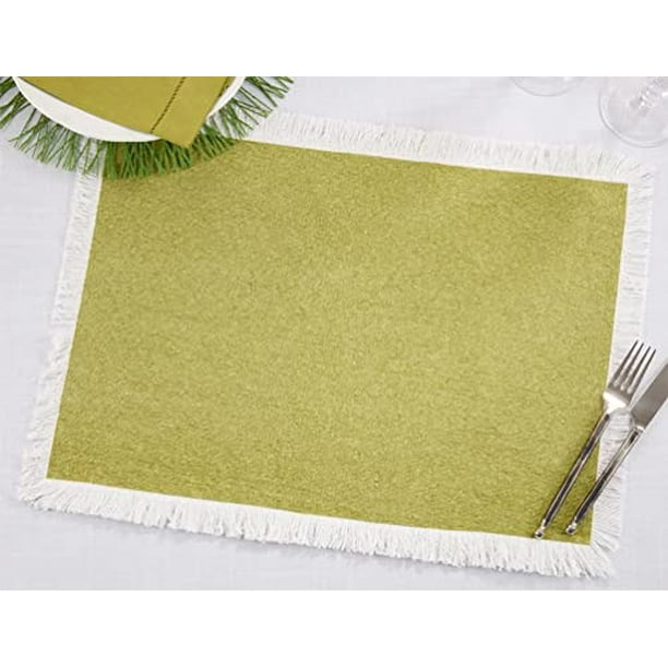 Fennco Styles Fringe Border Design Cotton Placemats 14" W x 20" L, Set ...