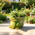 Cute Frog Planter Pot – Resin Garden Decor with Glazed Finish for ...