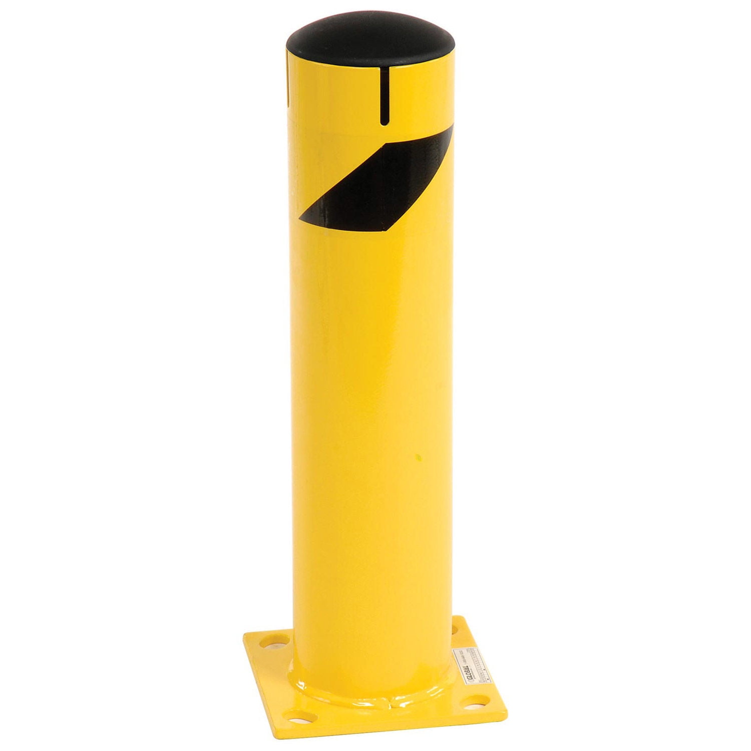 24" x 5-1/2", Steel Bollard With Removable Plastic Cap & Chain Slots ...
