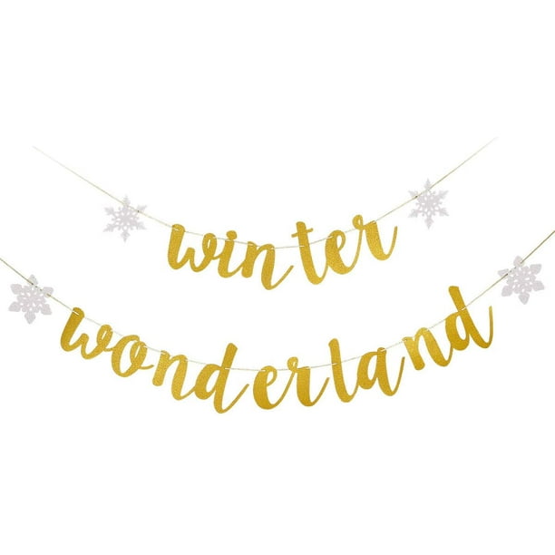 Gold Glittery Winter Wonderland Banner- Christmas Holiday Party ...