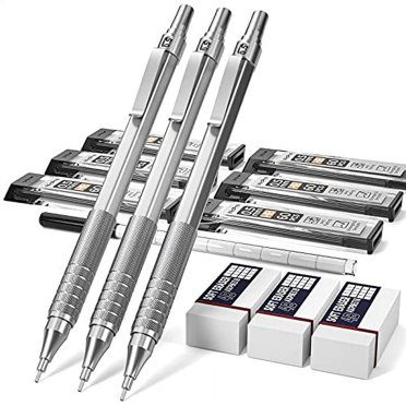Nicpro 5 Pcs Metal Mechanical Pencils Set, Artist Drafting Pencil 0.5 & 0.7 & 0.9mm & 2Pcs 2mm ...