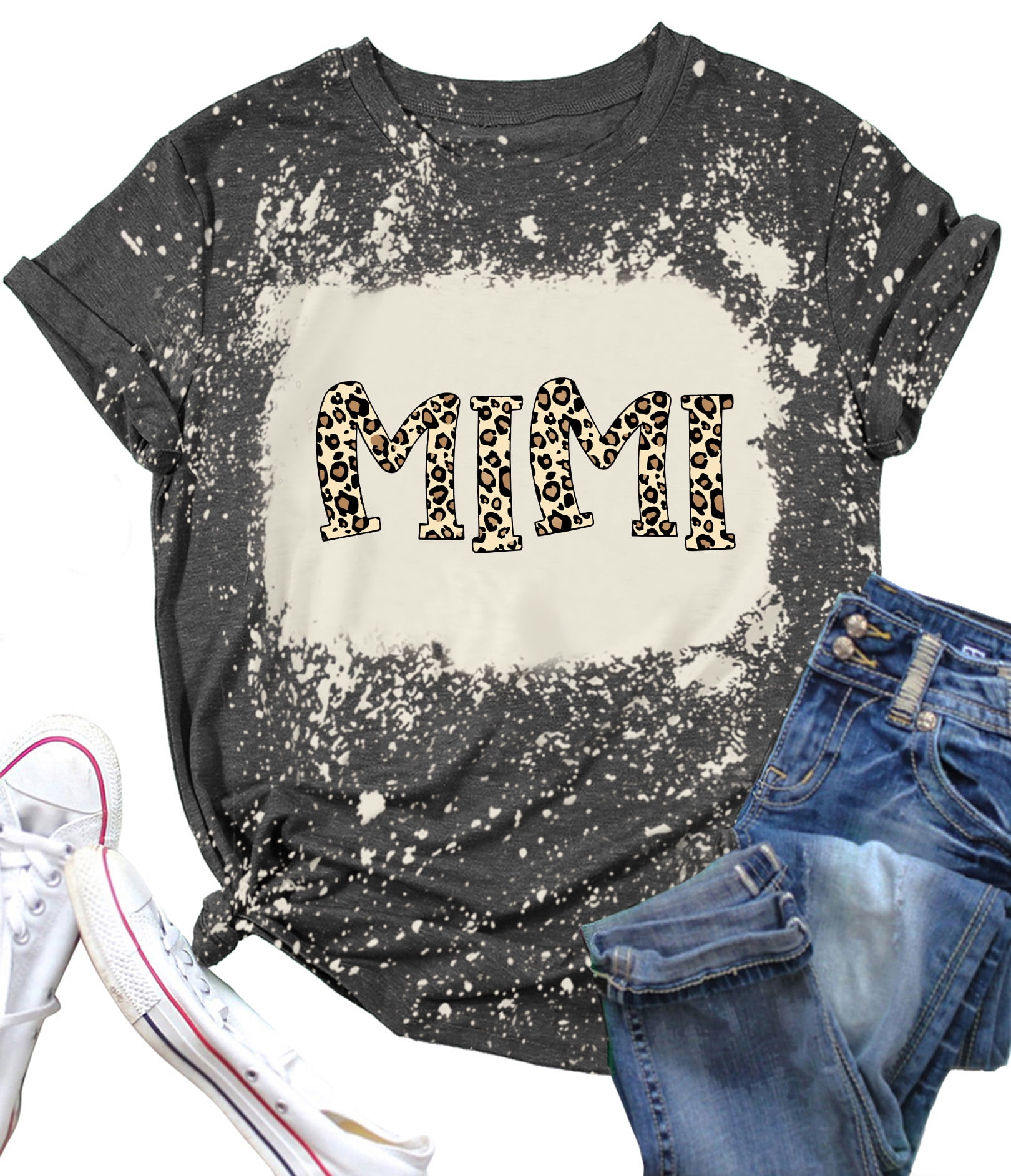 Mimi Shirts for Women Leopard Print Mimi Graphic Tees Shirts Grandma ...
