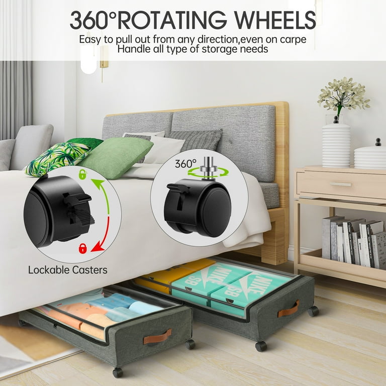 Shoe Storage Yecaye Under Bed Storage With Wheels, 2Pack Under Namibia ...
