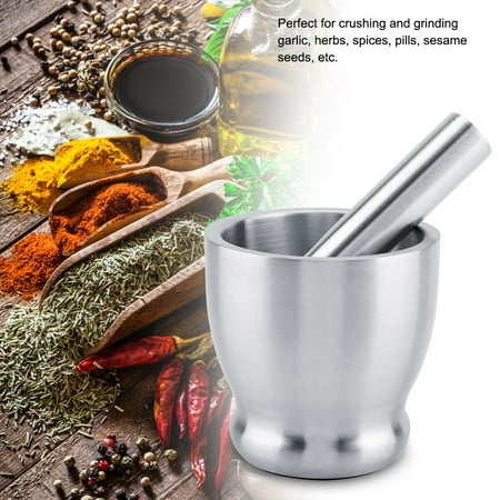 Sonew Kitchen Tool,Stainless Steel Mortar Pestle Grinder Beans Garlic ...