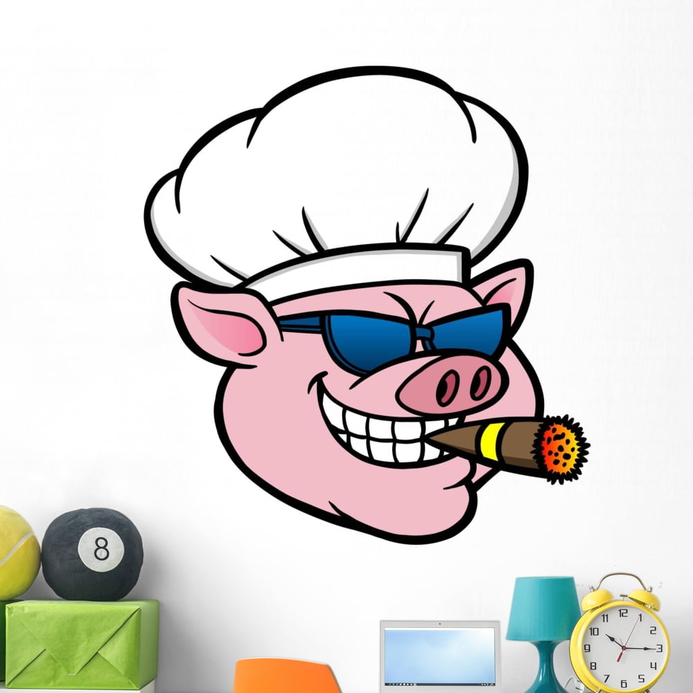 Smoking Bbq Pig Wall Decal Sticker by Wallmonkeys Peel and Stick ...