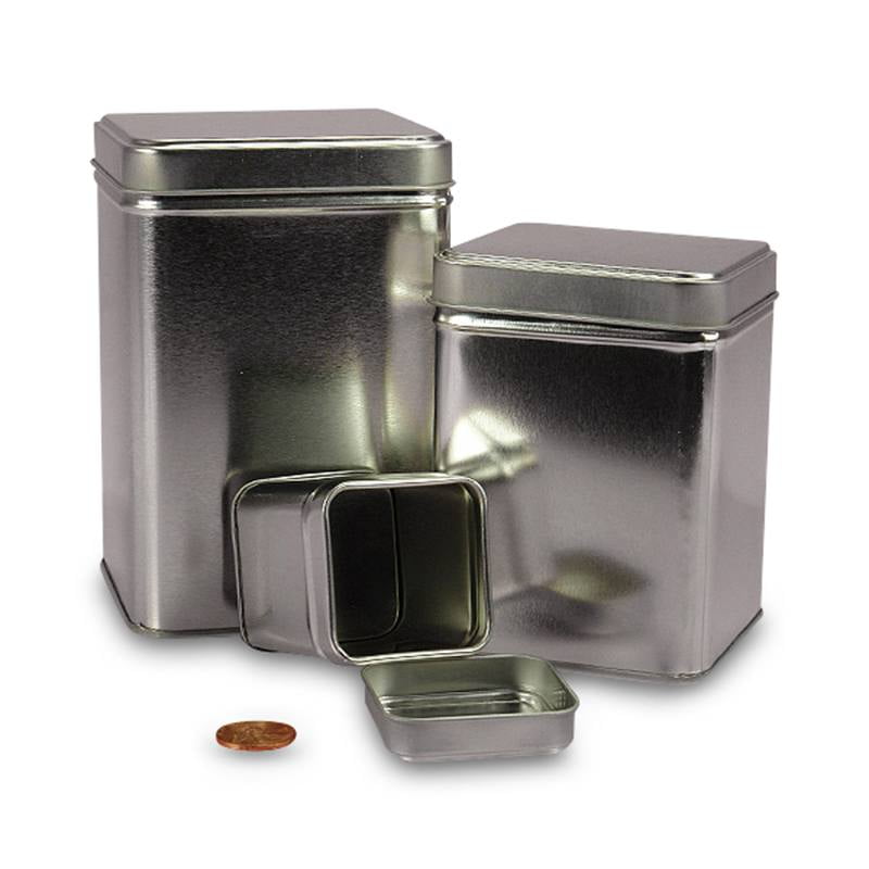 7 Oz Silver Square Tin Can | Quantity: 24 | Width: 2 3/8" by Paper Mart ...