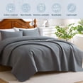 Gray Quilt Set, 3 count Modern Textured Bedspread with , Lightweight ...