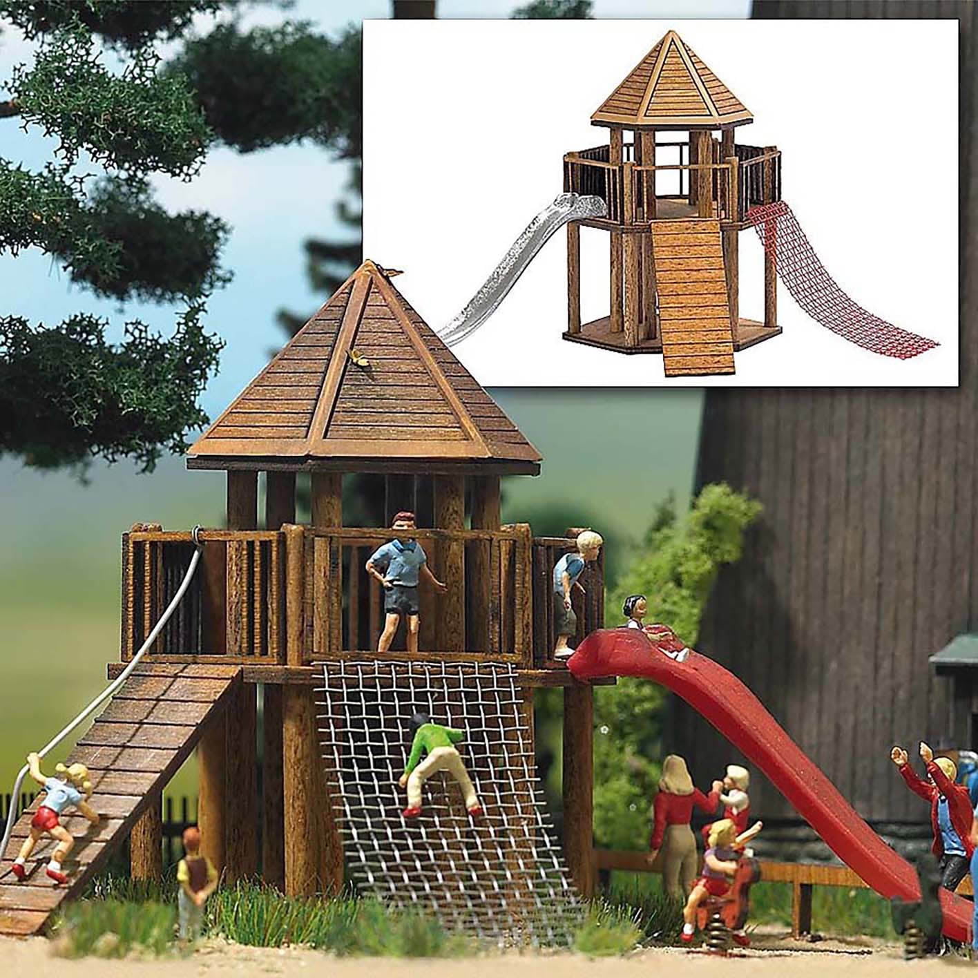 Busch HO Scale Children's Wooden Play Castle/Playground - Scenery Kit ...