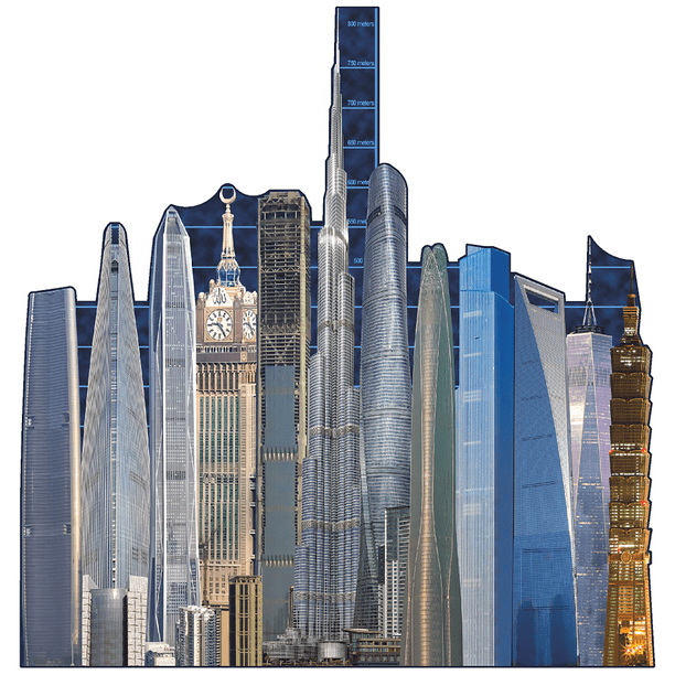 Worlds Tallest Buildings Top 12 Scale Model Cardboard Cutout Standee ...