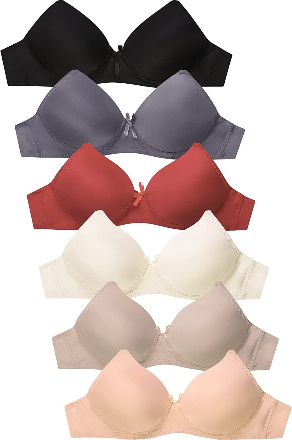 Women's Basic Plain Lace Bras Petite to Plus Size Pack of 6- Various ...