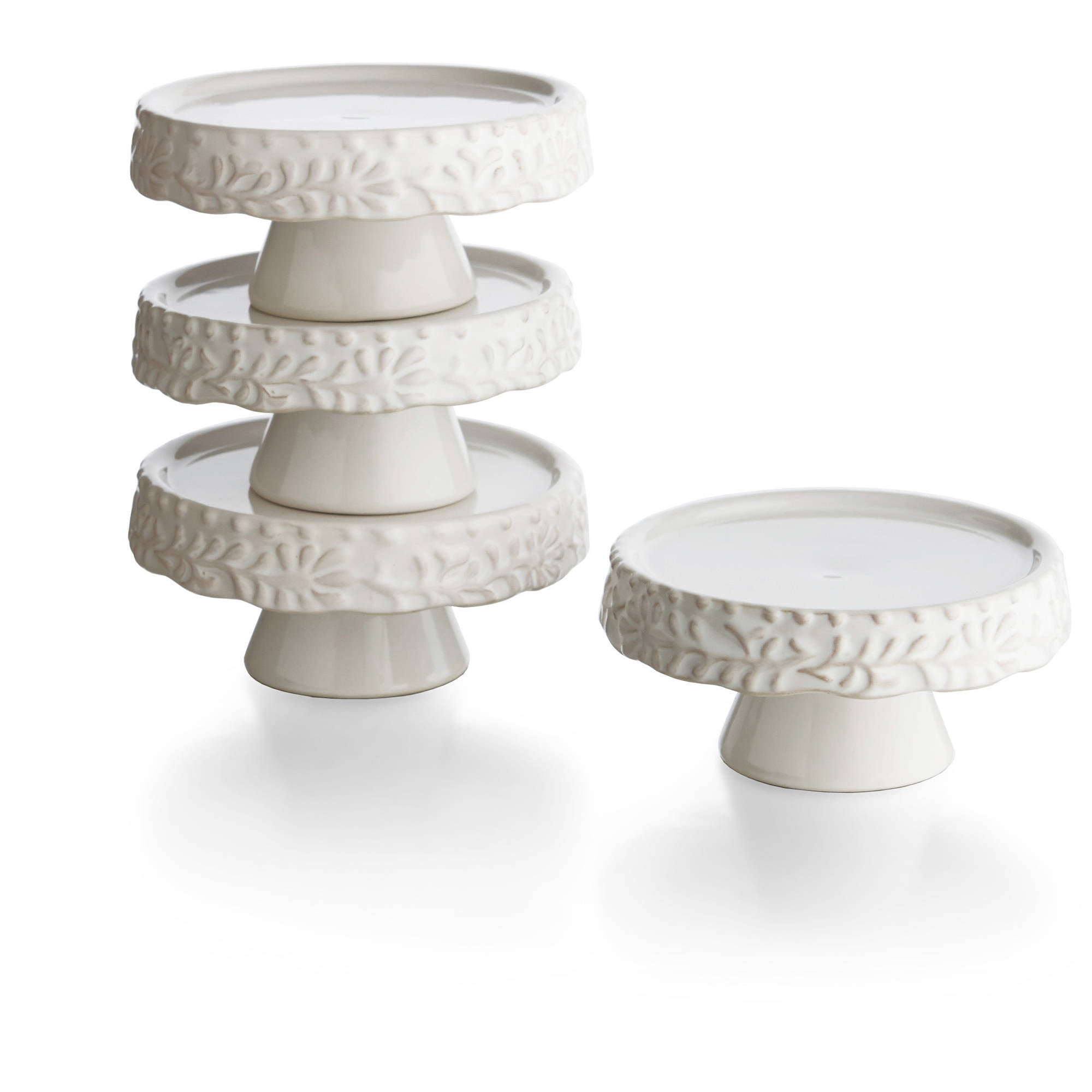Bianca Leaf Set of 4 Cupcake Pedestal Plate - Walmart.com