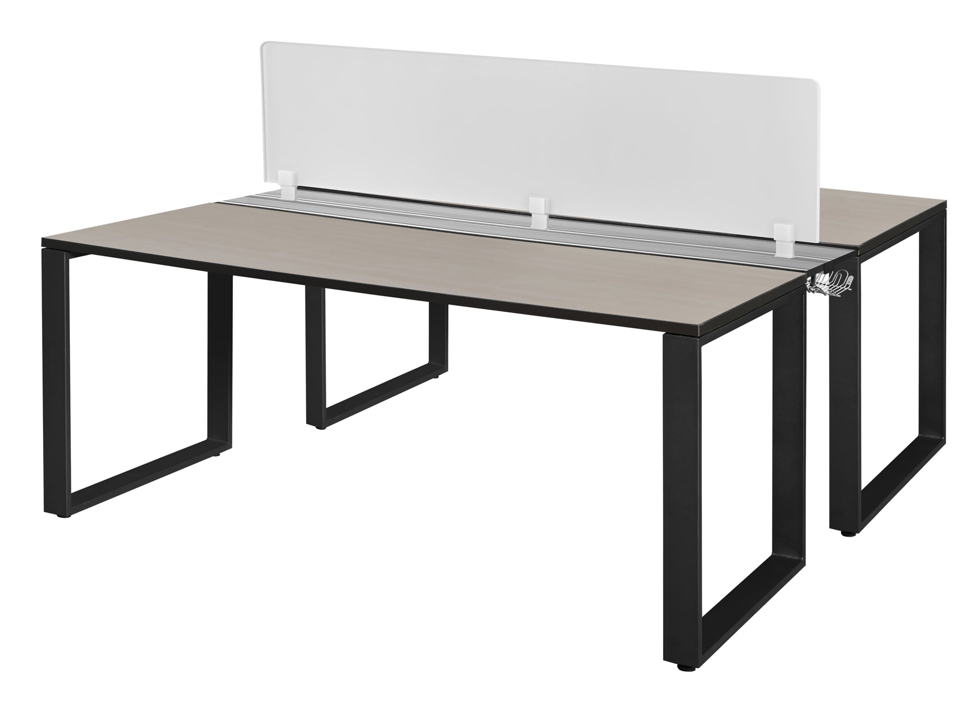 Structure 72" x 24" Benching System with Privacy Divider - Maple/ Black ...