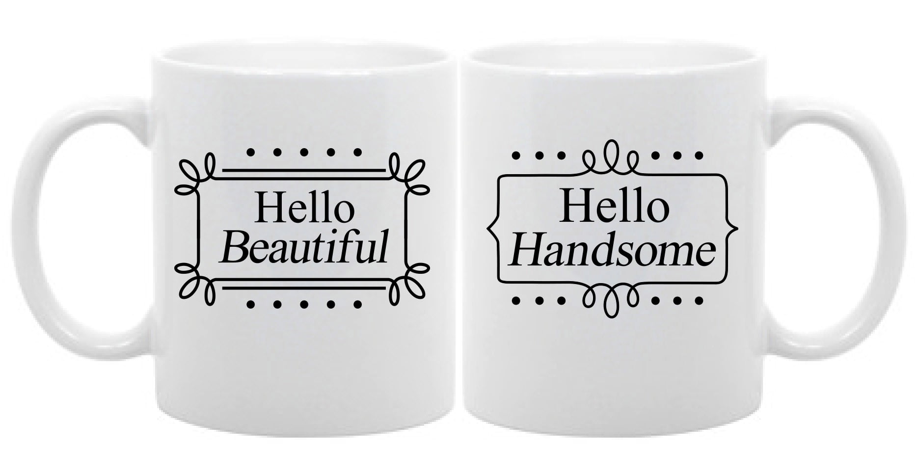 Coffee Mug Set Hello Beautiful, Hello Handsome Funny Gift 11oz ...
