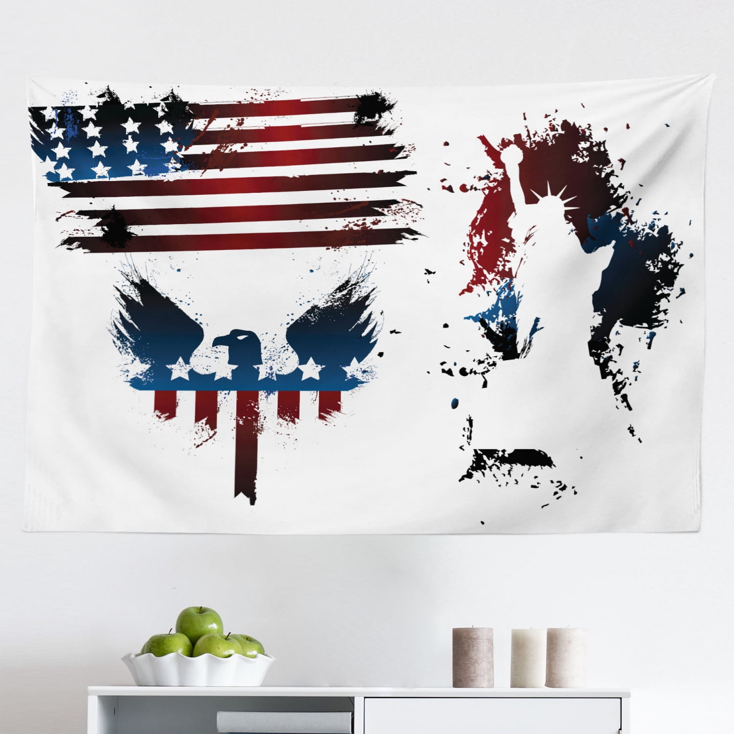 American Flag Tapestry, Bless America Banner in The Wind Eagle Double ...