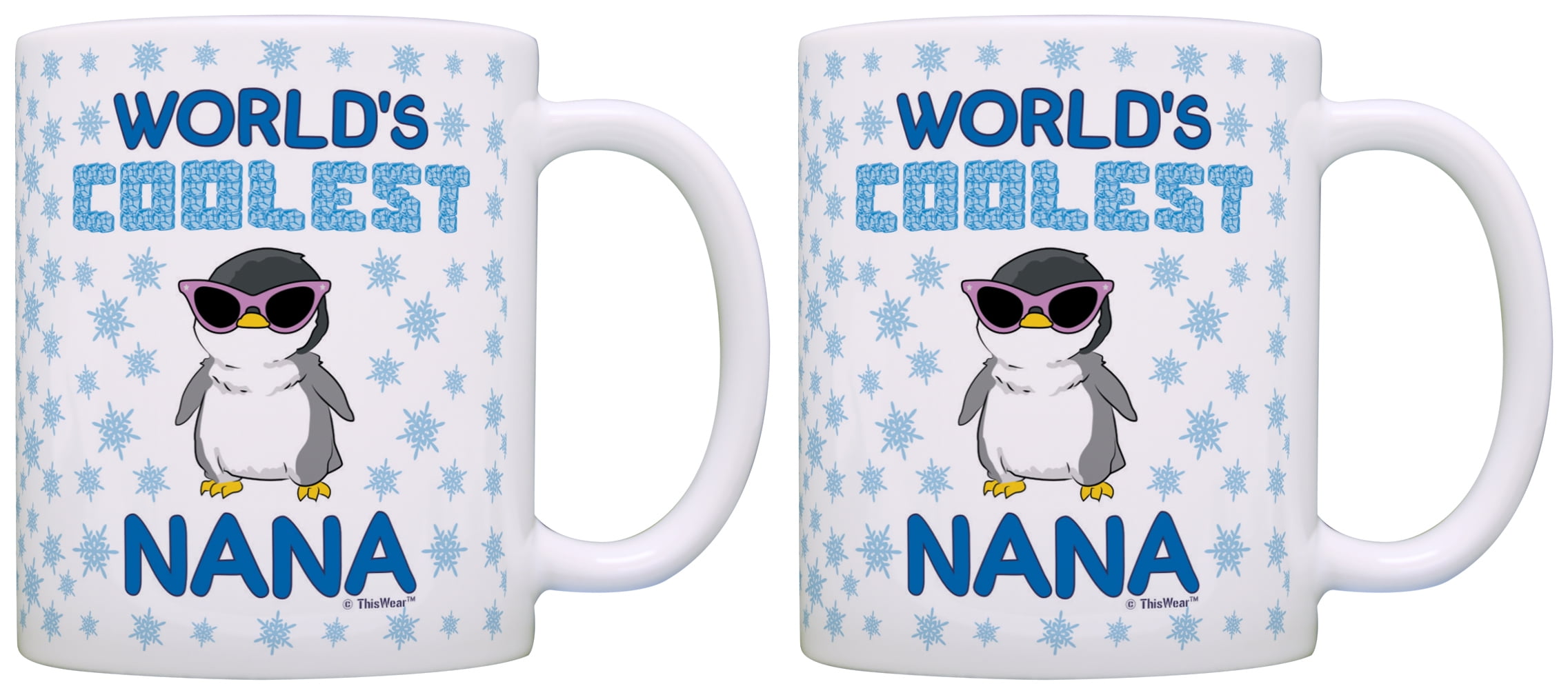 ThisWear Nana Mugs World's Coolest Nana Penguin 11 ounce 2 Pack Coffee ...